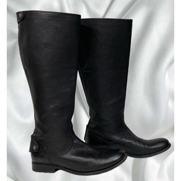 Frye | Shoes | Frye Melissa Back Zip With Snaps Leather Riding Boots ...